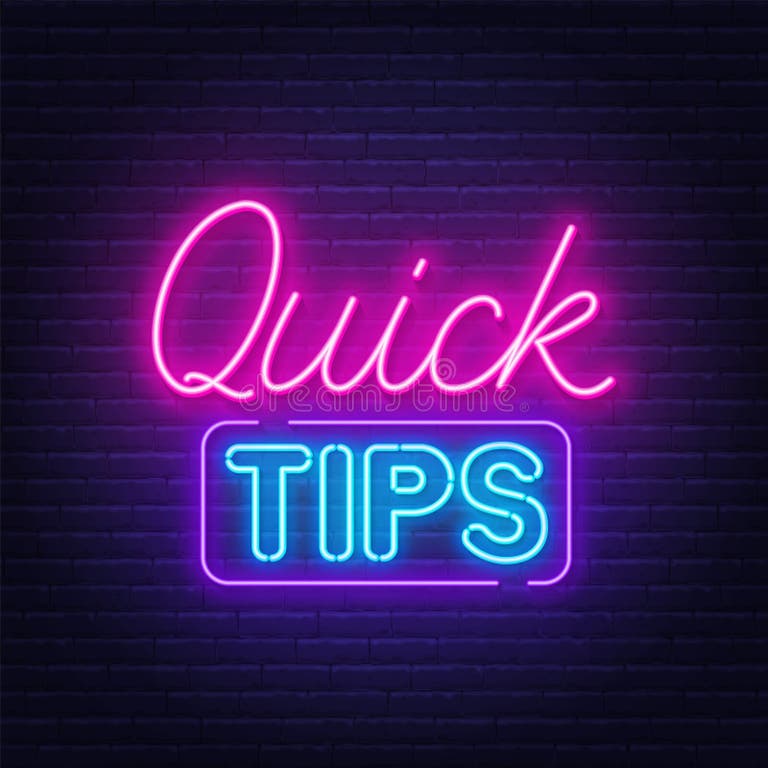 Quick Tips Neon Sign on Brick Wall Background. Stock Vector ...
