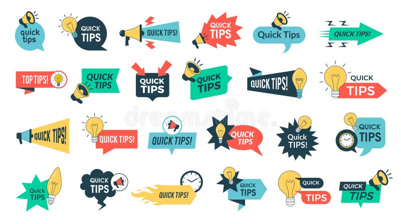 Quick Tips. Promo Banners in Flat Style Quick Tips Info Buttons Design ...