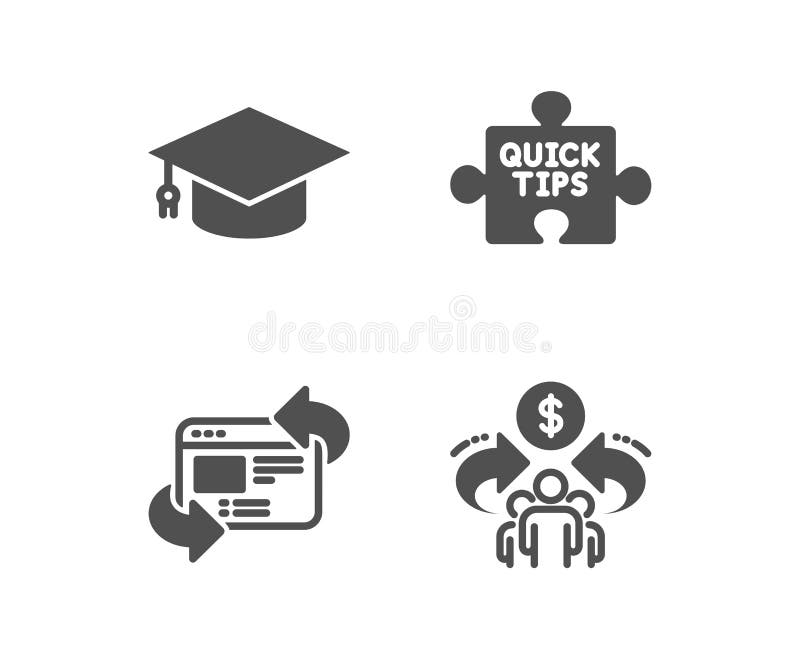 Quick Tips, Refresh Website and Graduation Cap Icons. Sharing Economy ...