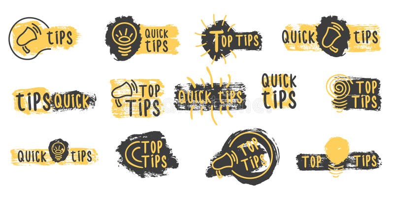 Quick Tips, Tricks Doodle Logos, Emblems, Banners. Stock Vector ...