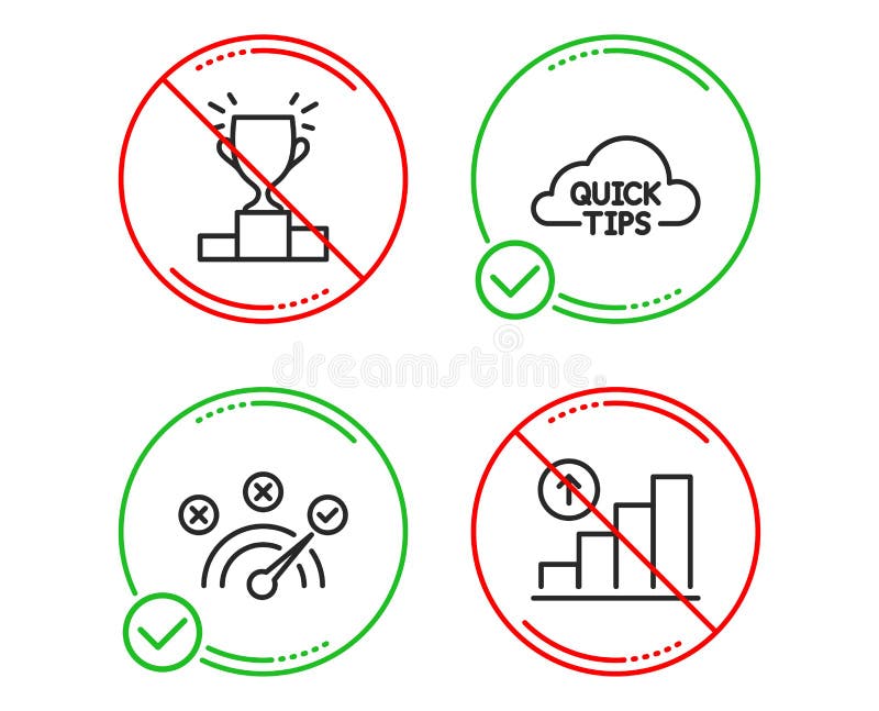 Quick Tips, Winner Podium and Correct Answer Icons Set. Graph Chart ...