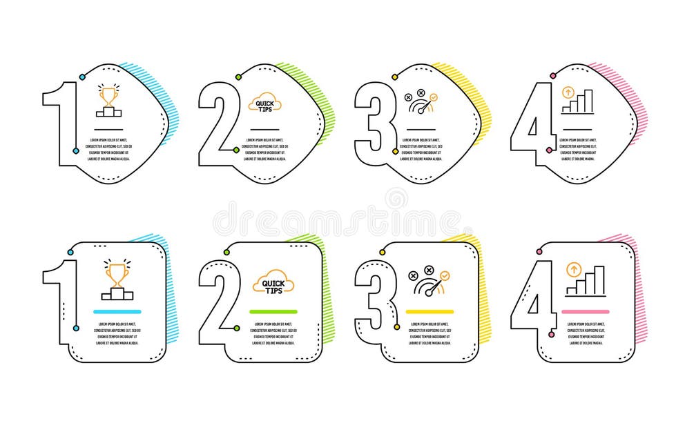 Quick Tips, Winner Podium and Correct Answer Icons Set. Graph Chart ...