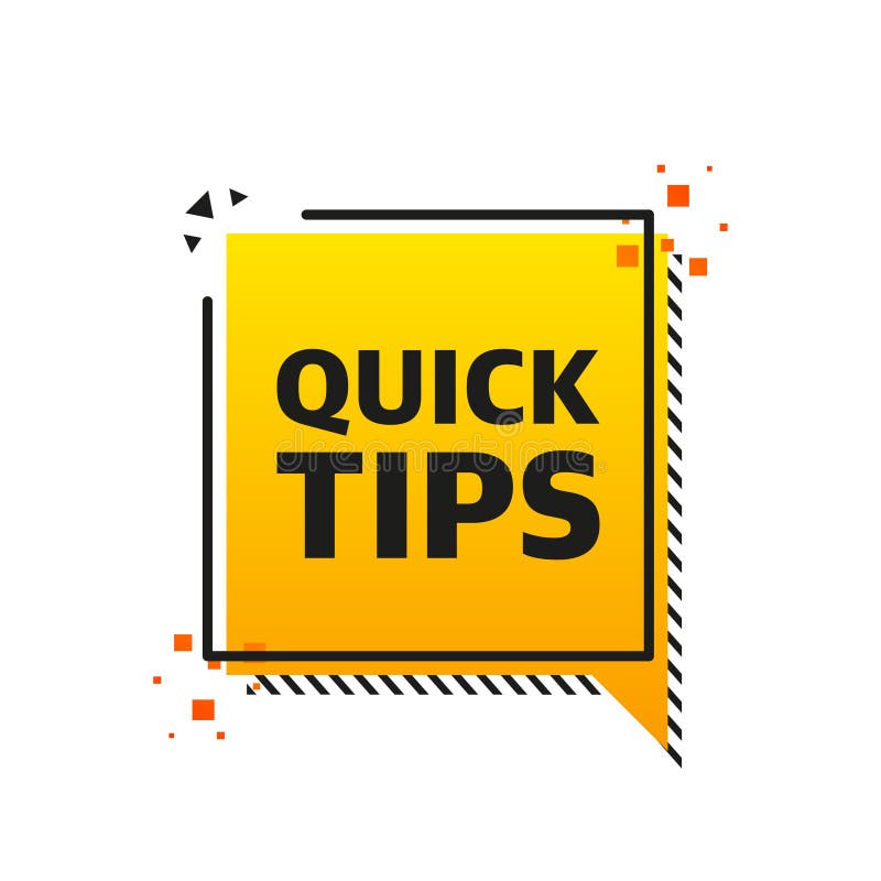 Quick Tips Yellow Banner in 3D Style on White Background. Vector ...