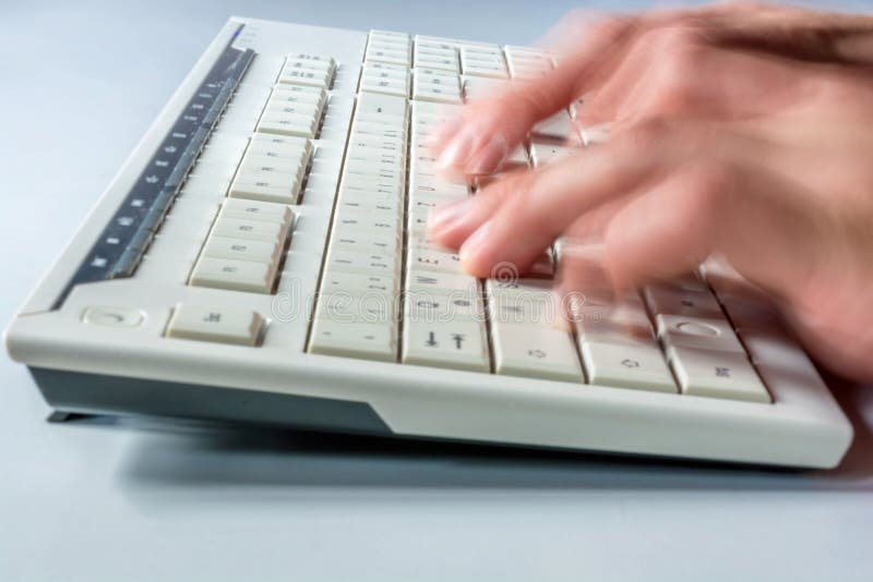 Quick Typing on the Keyboard of a Computer Stock Photo - Image of ...