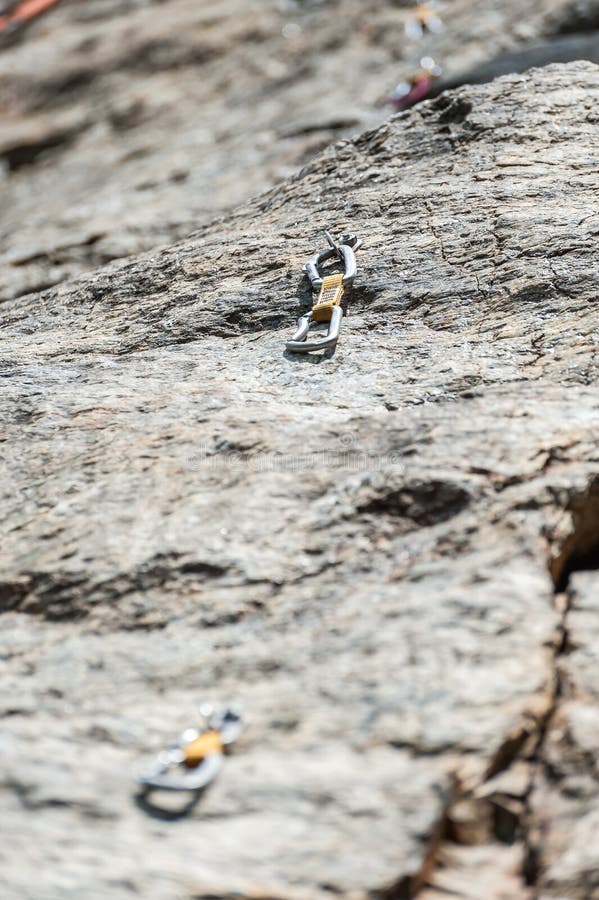 Quickdraw for Rock Climbing Resting on the Wall Stock Photo - Image of ...