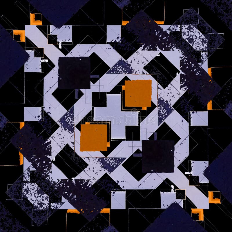 Quicksilver Square Format Black White and Orange Gold Geometric Design ...