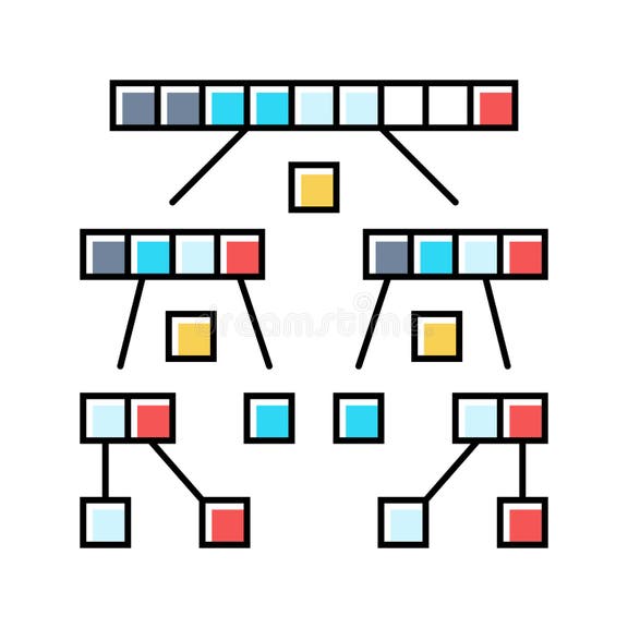 Quicksort Algorithm Color Icon Vector Illustration Stock Illustration ...