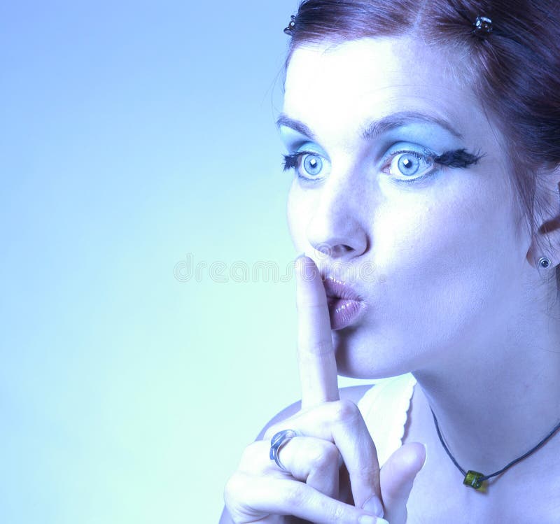 Quiet! stock photo. Image of black, beauty, female, girl - 303634