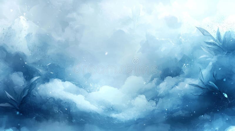 A Quiet Abstract Watercolor Composition in Pale Blues, Producing a ...