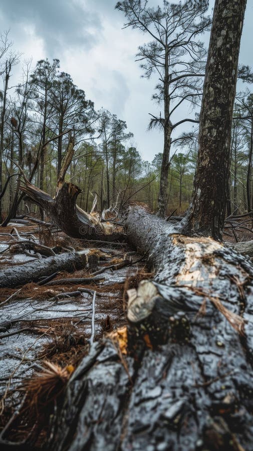 The Quiet Aftermath of Turmoil in a Forest, with Sunlight Piercing ...