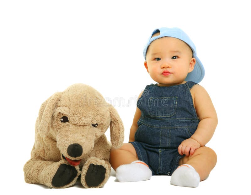 Quiet Baby with His Stuffed Animal Stock Photo - Image of infant ...