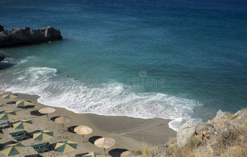 Quiet beach in Crete stock image. Image of tourism, water - 95829335