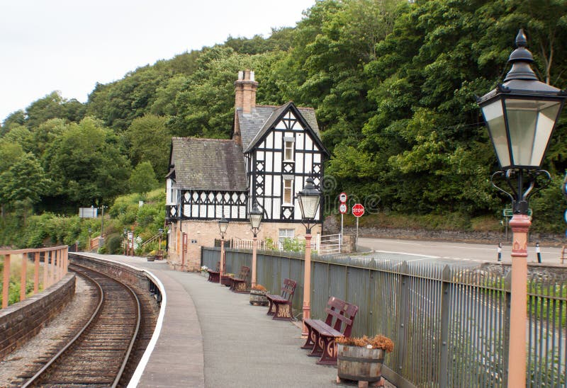 A Quiet Branch Line Train Station In Wales Stock Image - Image of fence ...