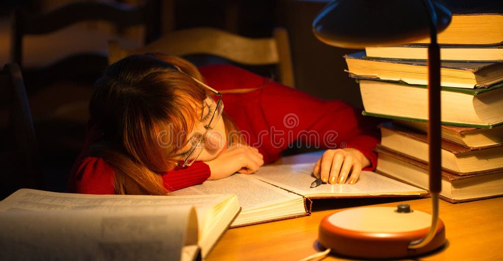 Quiet Calm Atmosphere in the Library Dim Light Personal Lamp Stock ...