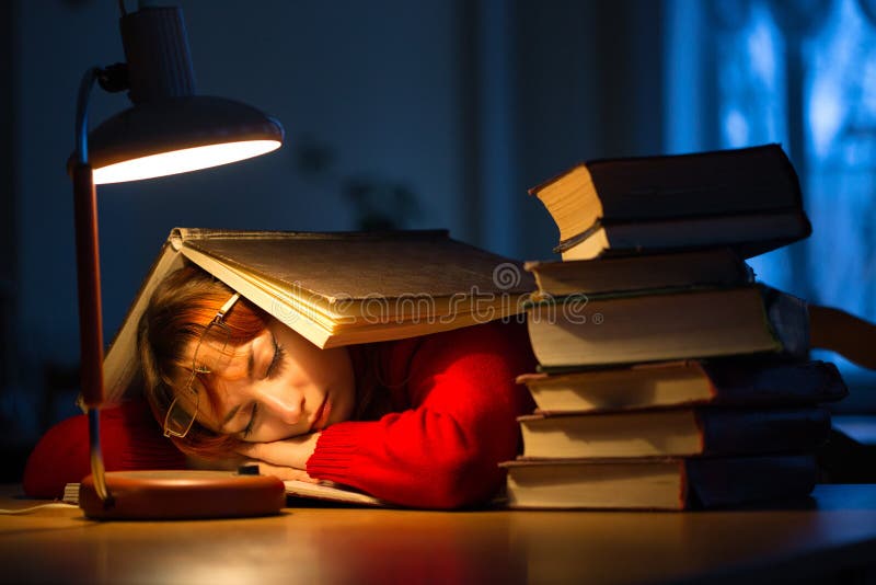 Quiet Calm Atmosphere in the Library Dim Light Personal Lamp Stock ...
