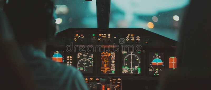 Quiet Cockpit Environment with Empty Control Panels during Calm Flight ...
