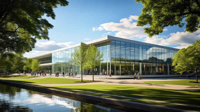 College Library, with Students Studying and Reading in the Quiet ...