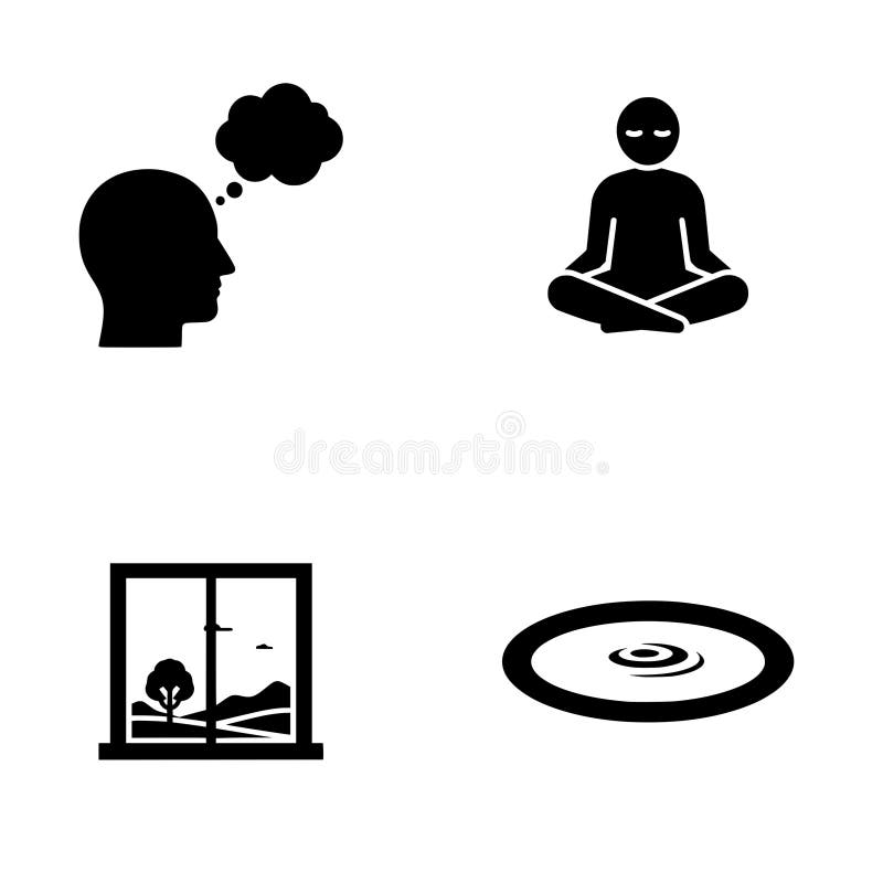 Quiet Contemplation & Mindful Reflection Vector Icons Stock ...