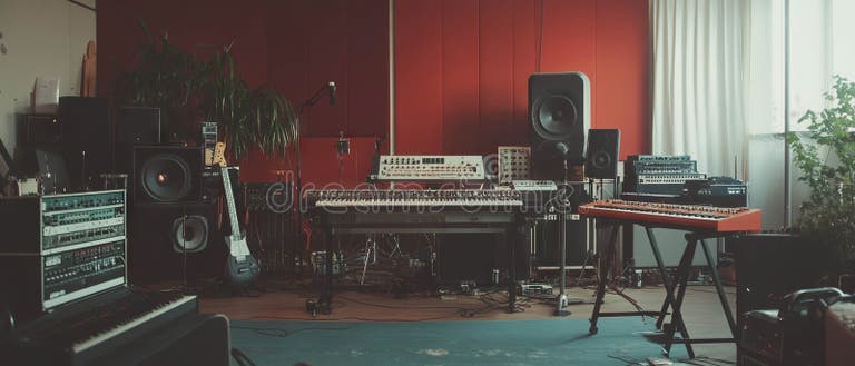 Quiet Creative Sound Space with Musical Instruments and Empty Recording ...