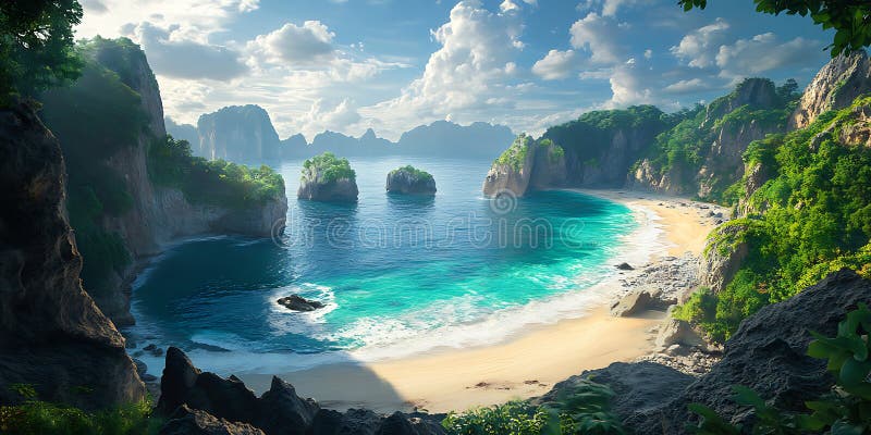 A Quiet CrescentShaped Beach Tucked between Two Cliffs for Peaceful ...