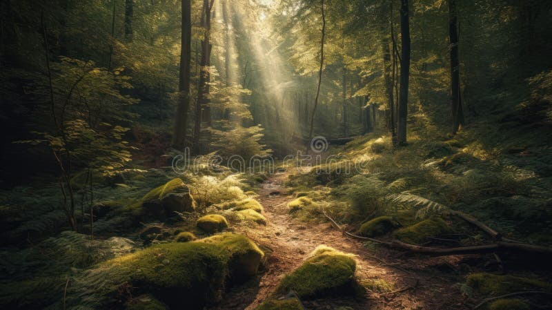 Quiet Forest and Light Beams Stock Photo - Image of forest, beams ...