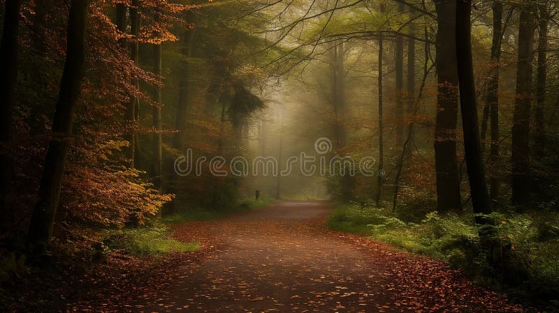 Quiet Forest Path, Lit only by the Soft Glow Stock Image - Image of ...