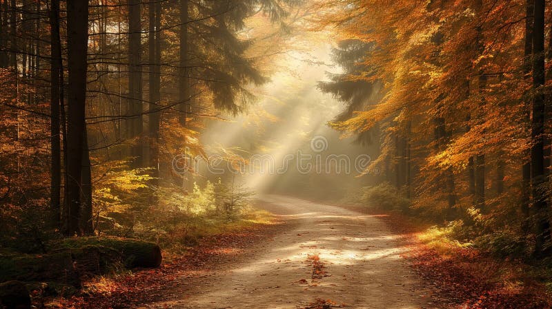 Quiet Forest Path, Lit only by the Soft Glow Stock Image - Image of ...
