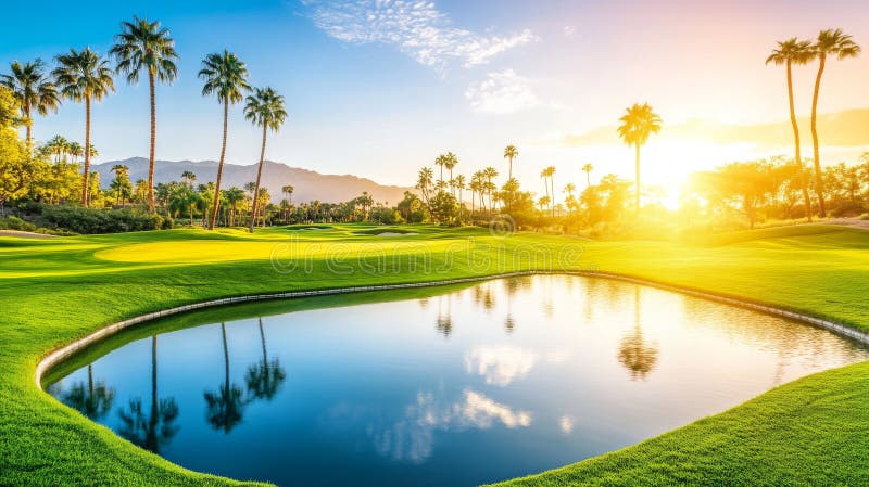 Quiet Golf Course Environment with a Stunning Mountain Panorama Stock ...