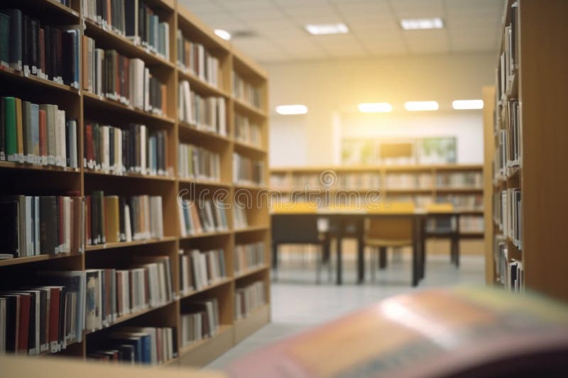 Quiet Haven: an Empty High School Library Bathed in Light Stock ...