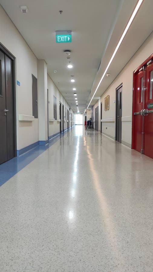 Quiet Hospital Corridor stock image. Image of health - 277994821
