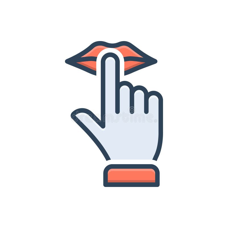 Color Illustration Icon for Quiet, Keep Finger on Lip and Shush Stock ...