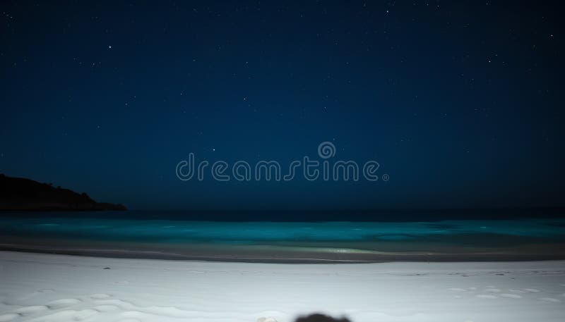 Quiet Island Beach at Night, with Bright Constellations and ...