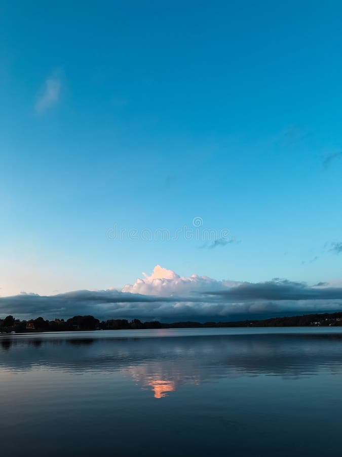 The Sunset is Very Beautiful and Nice Shadows on the Lake Stock Image ...