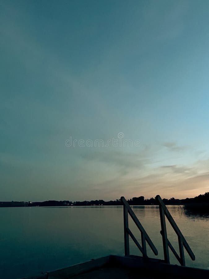 The Sunset is Very Beautiful and Nice Shadows on the Lake Stock Image ...