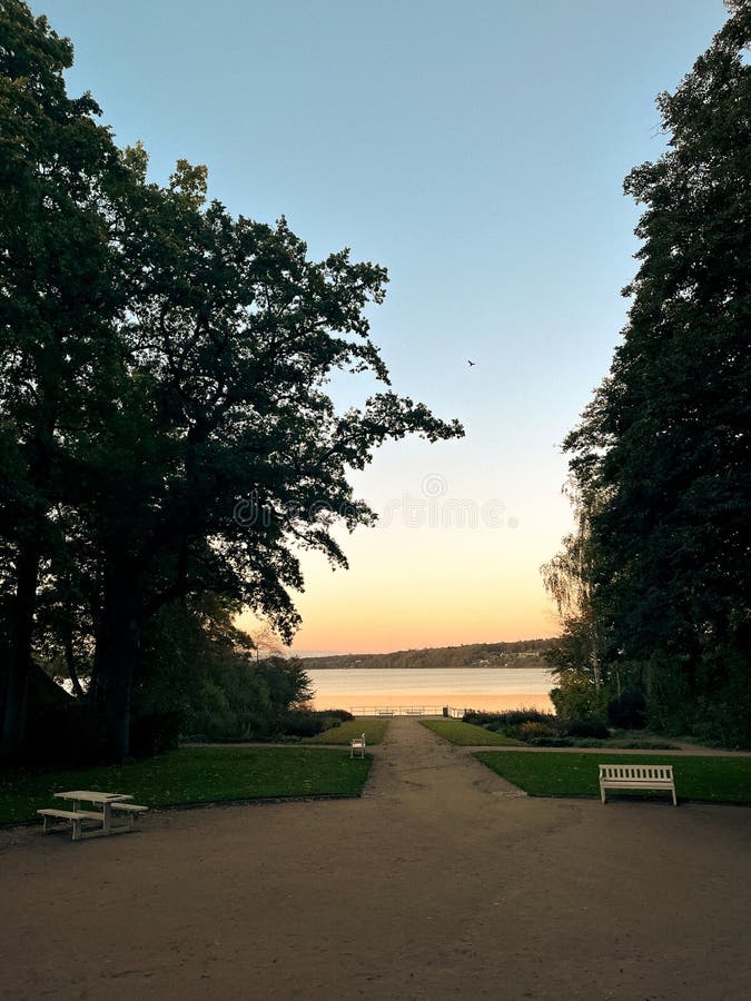 The Sunset is Very Beautiful and Nice Shadows on the Lake Stock Image ...