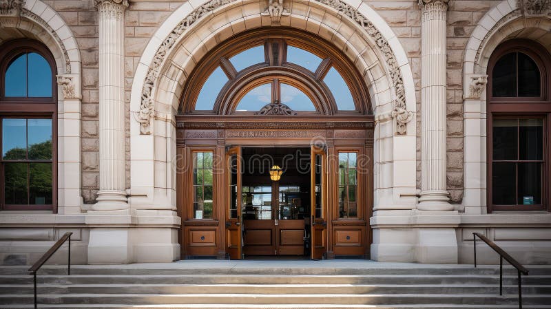 Quiet library entrance stock illustration. Illustration of reference ...