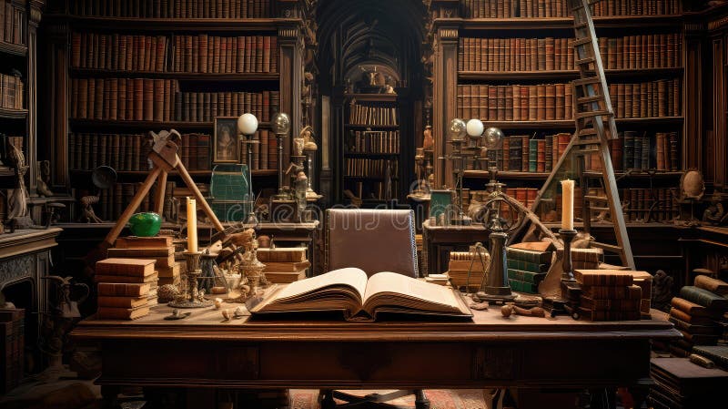 Quiet library study stock illustration. Illustration of materials ...