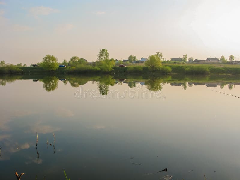 Quiet Magical Spring Morning on the Shore of the Lake, on the Other ...