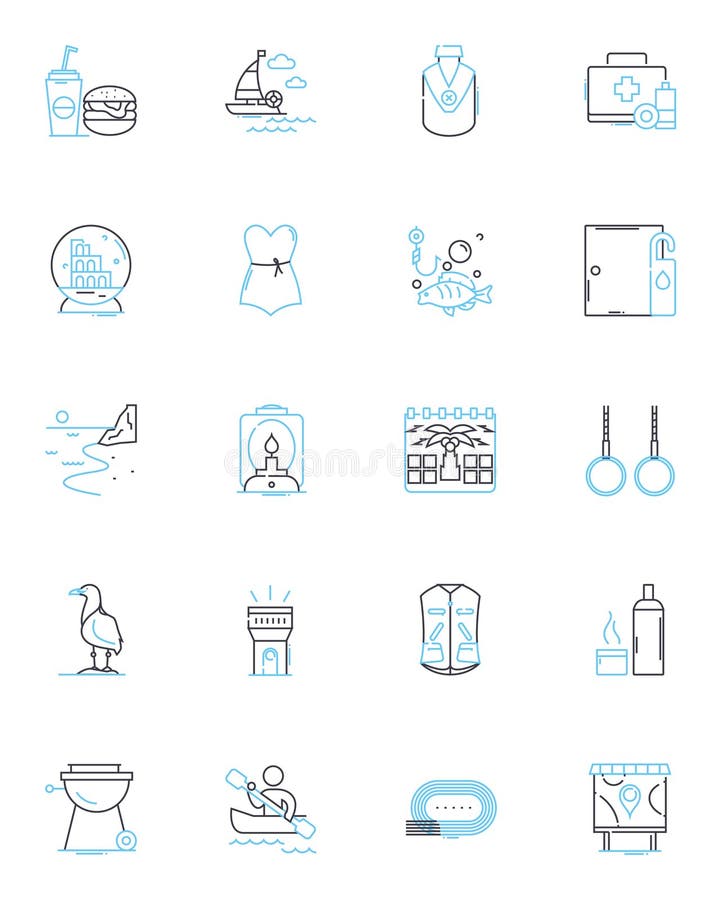Quiet Moments Linear Icons Set Solitude Serenity Reflection