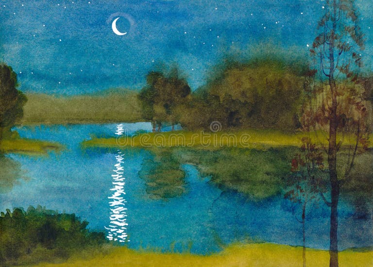 Quiet Moonlit Night Stock Illustrations – 8,626 Quiet Moonlit Night ...