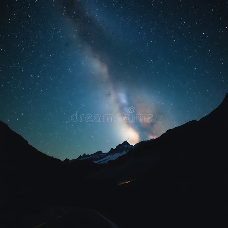 A Quiet Mountain Pass Illuminated by the Celestial Glow of the Milky ...