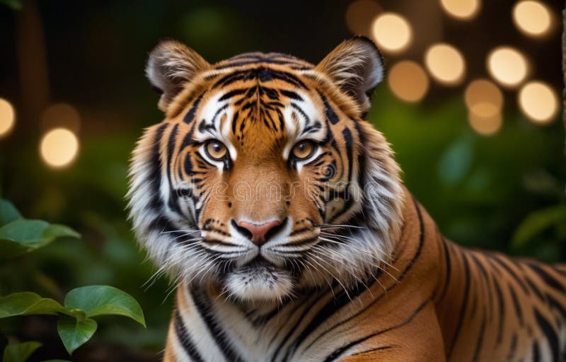 In the Quiet Night, the Tiger is Silently Watching Everything. Stock ...