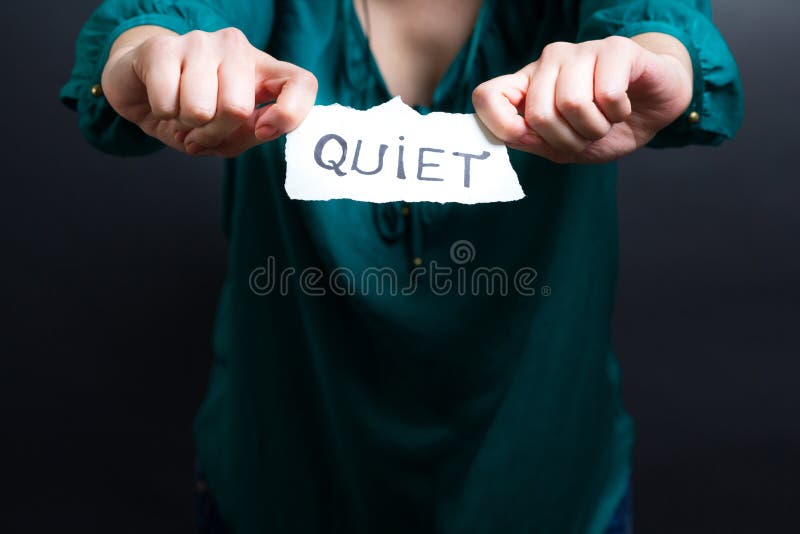 QUIET note stock image. Image of showing, focus, human - 45840255