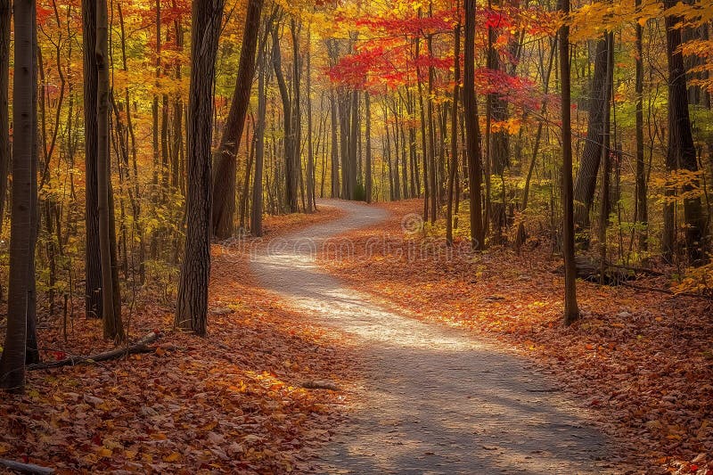 A Quiet Path Winding through a Forest in the Peak of Autumn, Generative ...