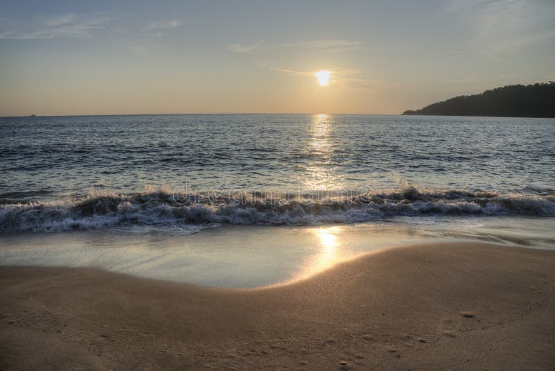 Quiet Peaceful Scene at the Sandy Beach. Stock Image - Image of ...