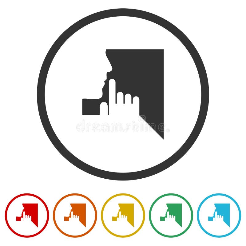 Quiet Please Text Sign Ring Icon Color Set Stock Vector - Illustration ...