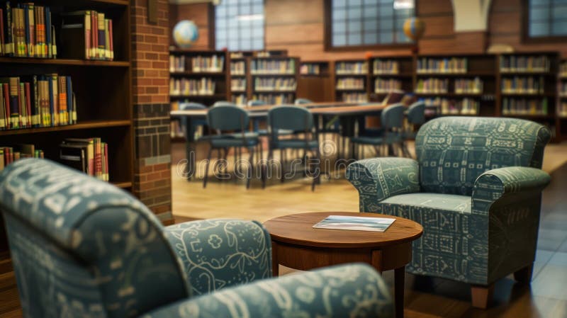 A Quiet Reading Corner in the School Library with Comfortable Chairs ...