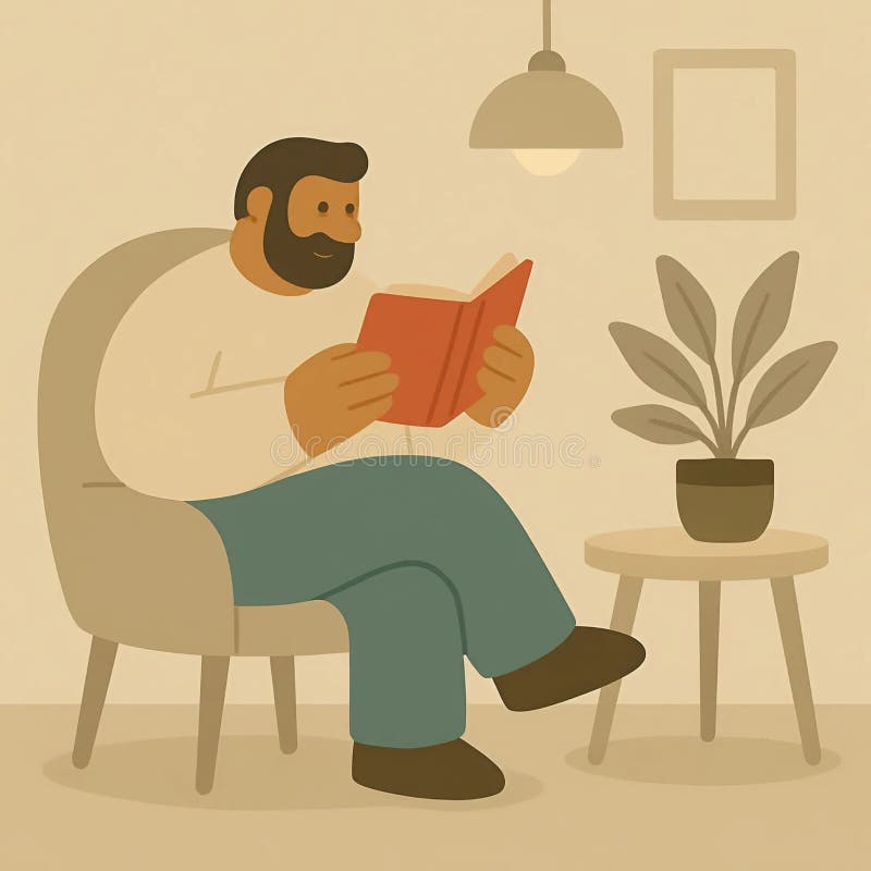 Quiet Reading Time – Flat Style Interior Scene" Stock Illustration ...