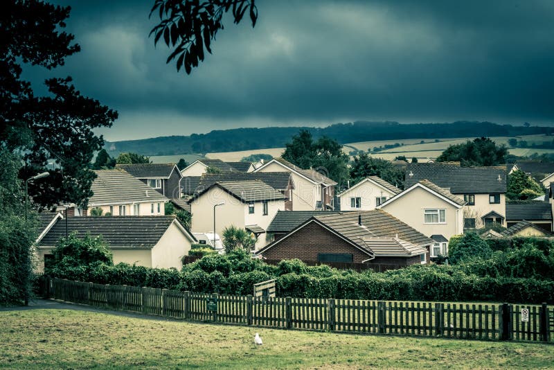 Quiet Residential Suburban Area. Street with New Modern Comfortable ...