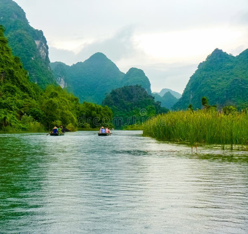 Quiet Ride on Peaceful Tam Coc River Stock Photo - Image of agriculture ...
